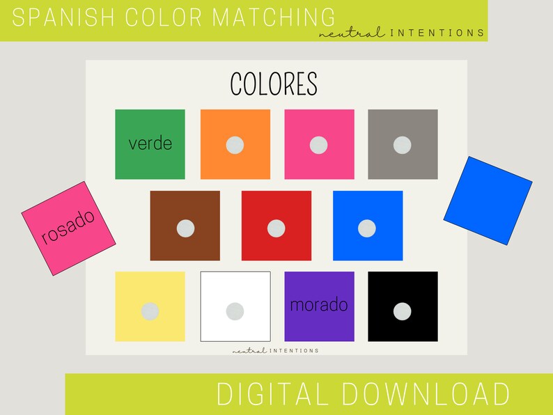 SPANISH Color Matching Game | Toddler Preschool Activity | Printable ...