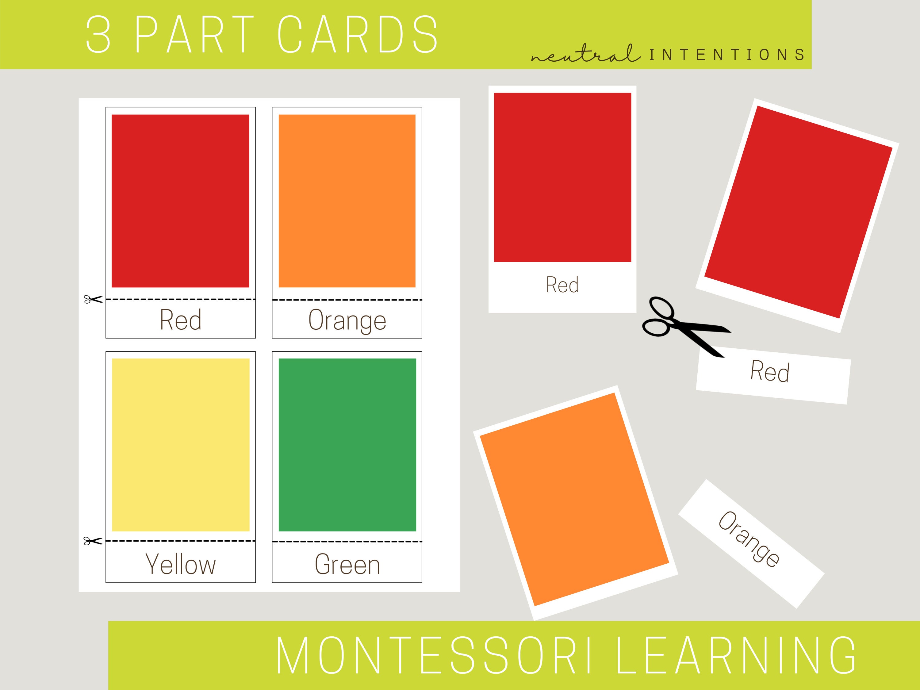 Minimal Color Flashcards | Printable | Montessori | Preschool Home ...