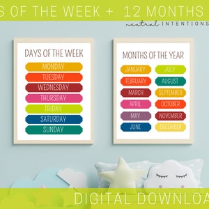 Days of the Week/months of the Year Poster | Homeschool Learning ...