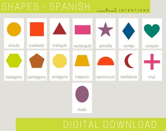 SPANISH Minimal Color Flashcards | Printable | Montessori | Preschool ...