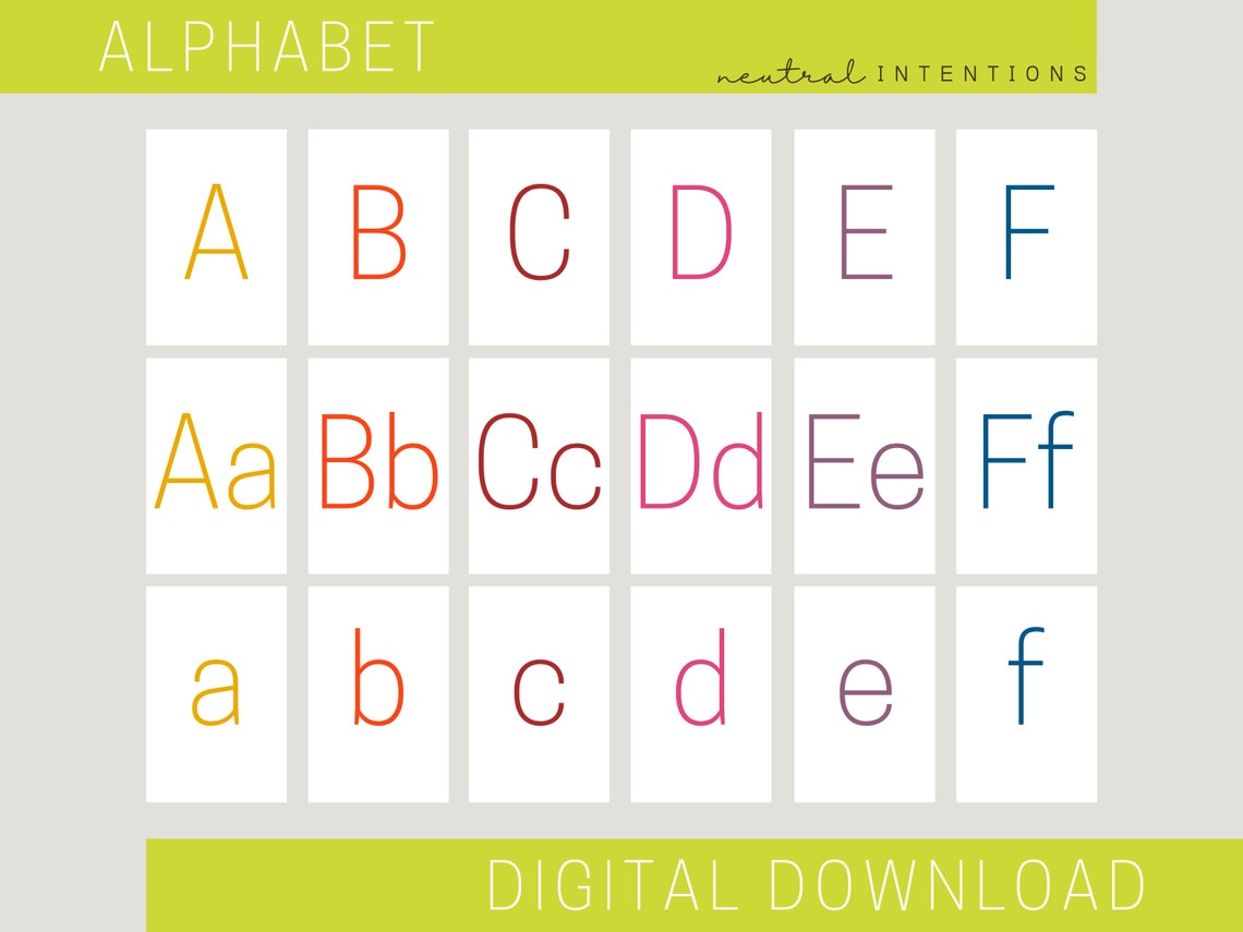 Minimal Alphabet Flashcards Printable ABCs Preschool | Etsy
