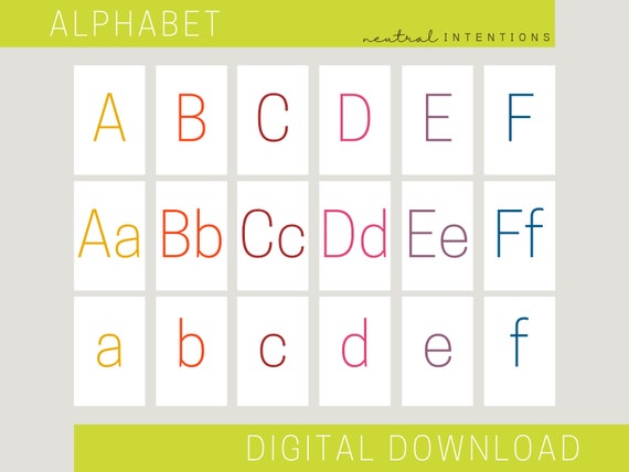 Minimal Alphabet Flashcards Printable ABCs Preschool | Etsy