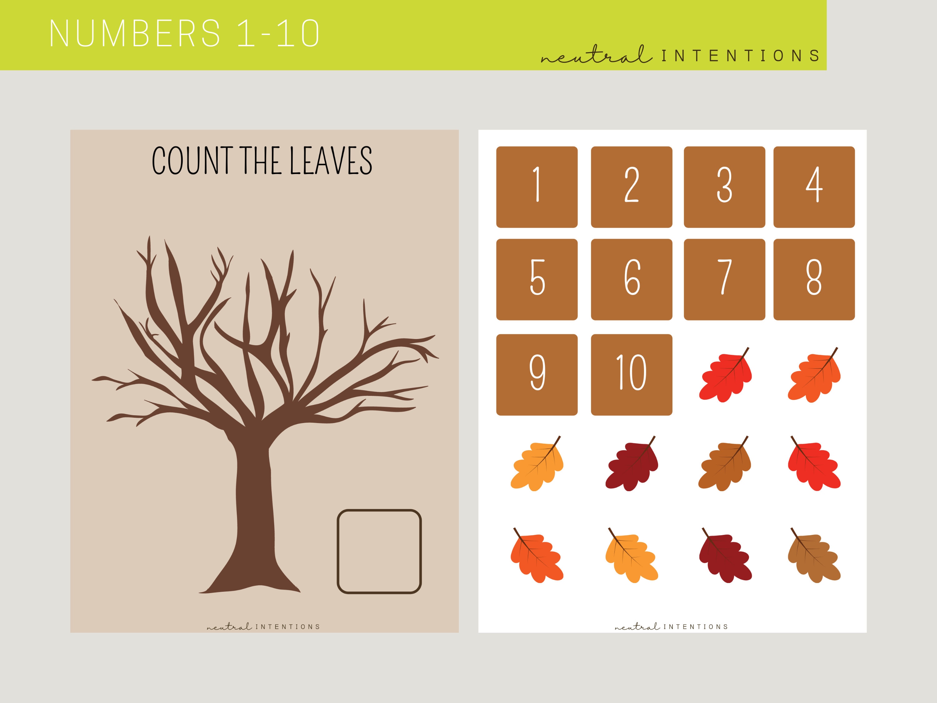 Fall Counting 1-10 Activity | Preschool | Homeschool Learning | Number ...