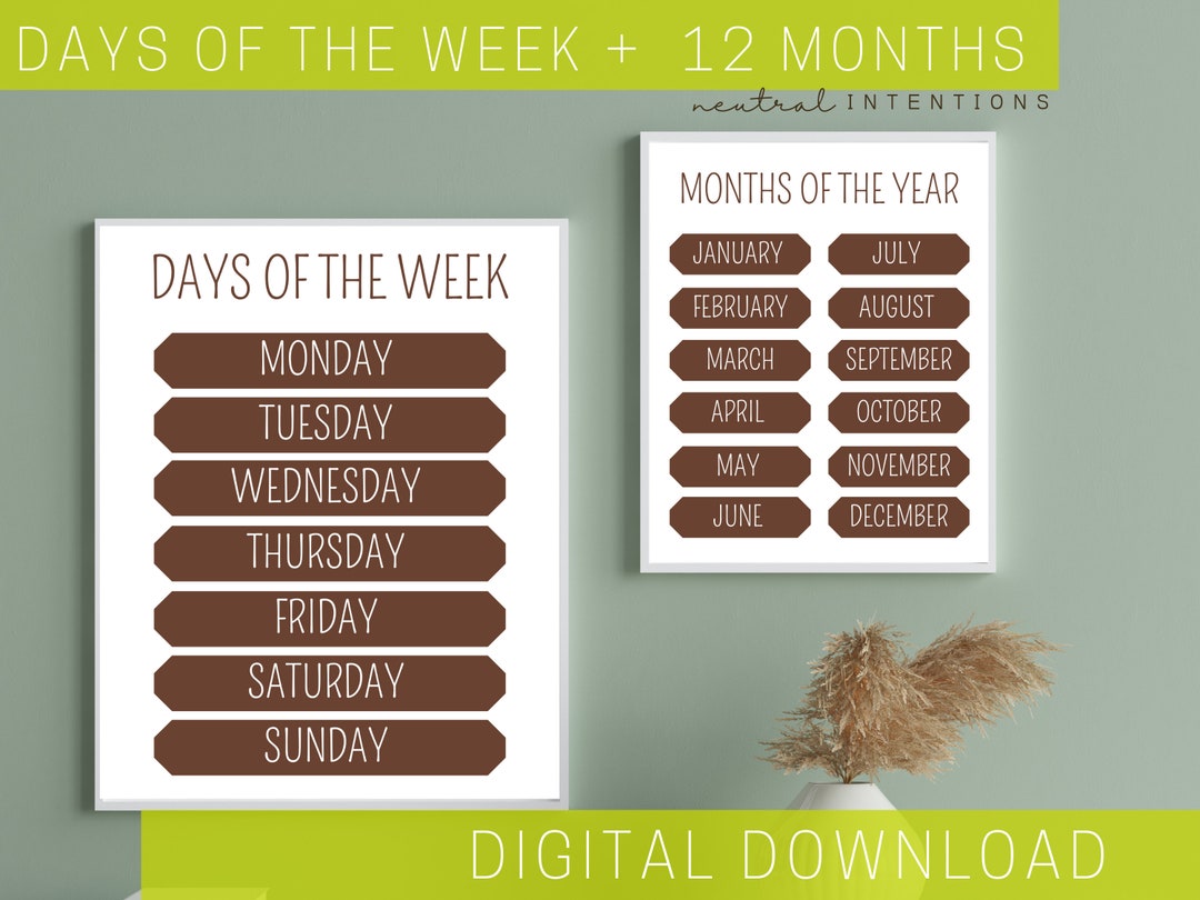 Days of the Week/months of the Year Poster | Homeschool Learning ...