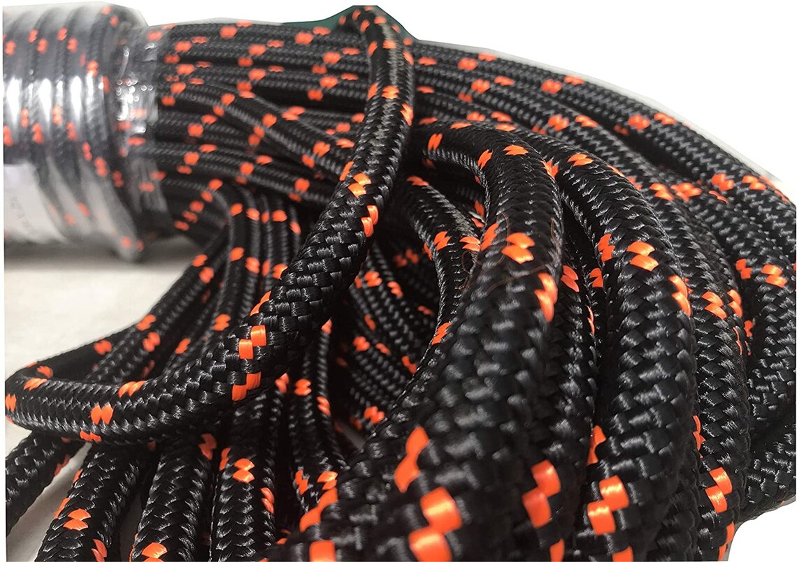 1/2 Inch Double Braid Polyester Rope Black with Orange | Etsy