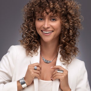 Contemporary Silver Ring, Wide Ring, Artistic Ring, Large Silver Rings ...