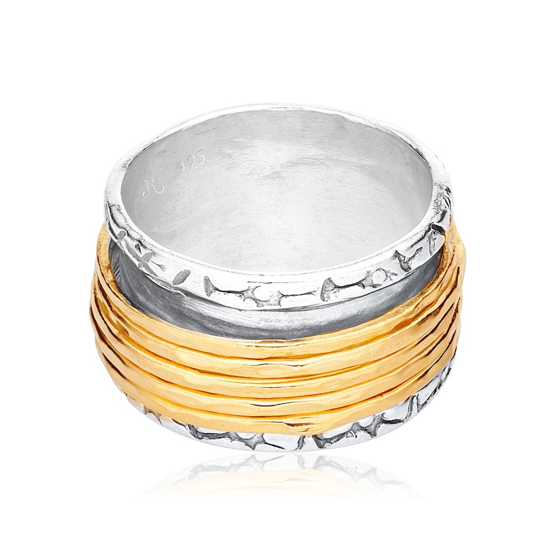 Hammered Spinner Ring, Two Tone Spinner Ring, Designer Band, Spinner ...