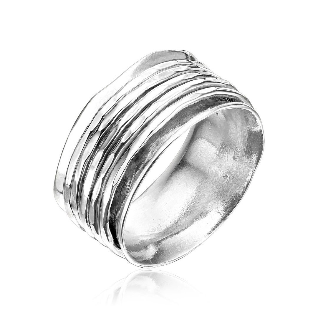 Hammered Spinner Ring, 925 Silver Spinner Ring, Anxiety Ring, Classic ...