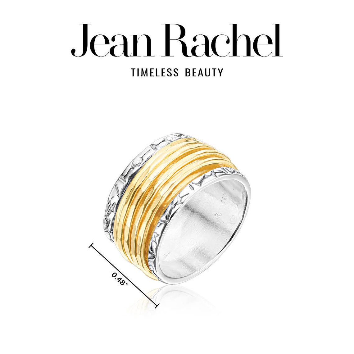 Hammered Spinner Ring Two Tone Spinner Ring Designer Band | Etsy