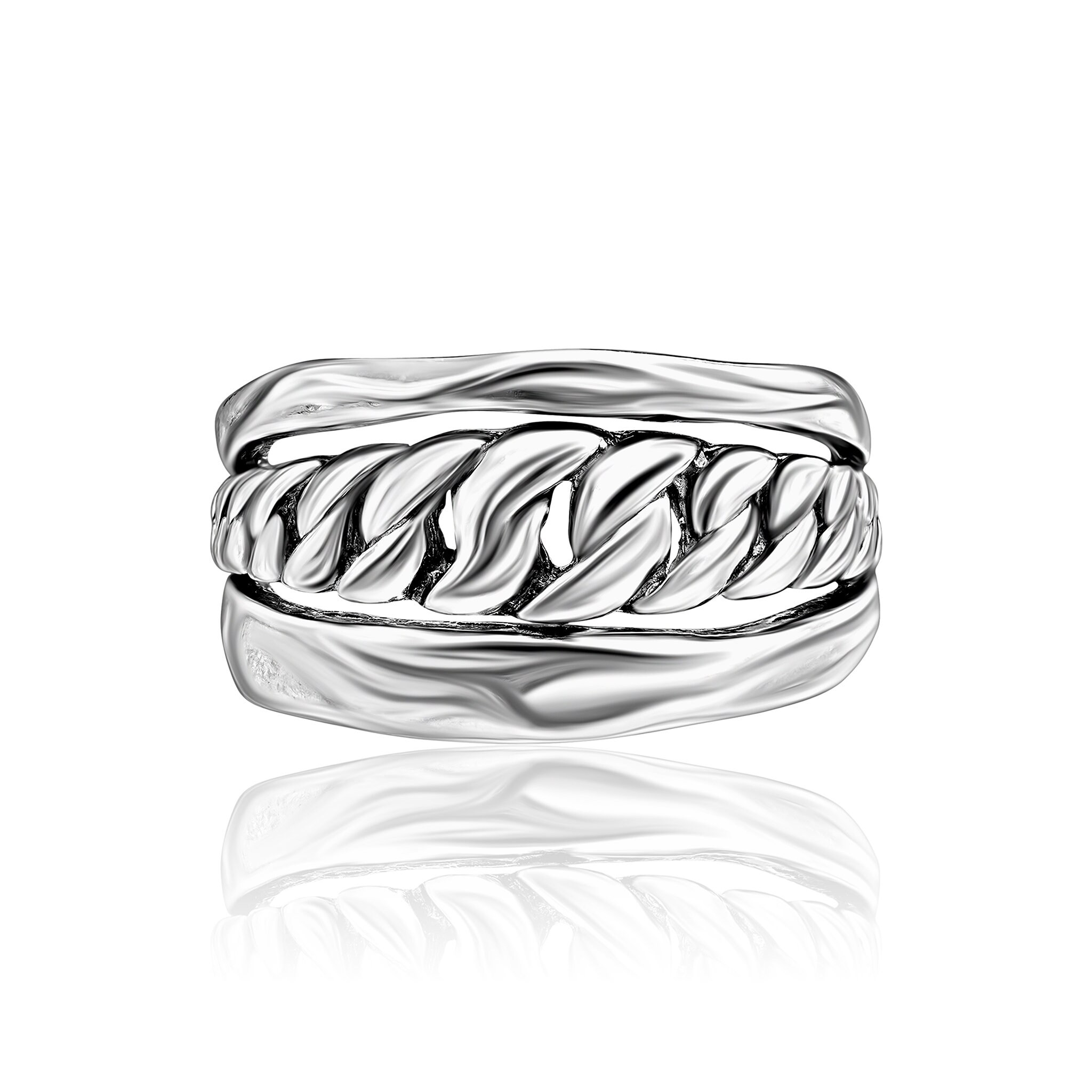 Sterling Silver Chain Ring, Chunky Chain Ring, Thick Chain Rings ...