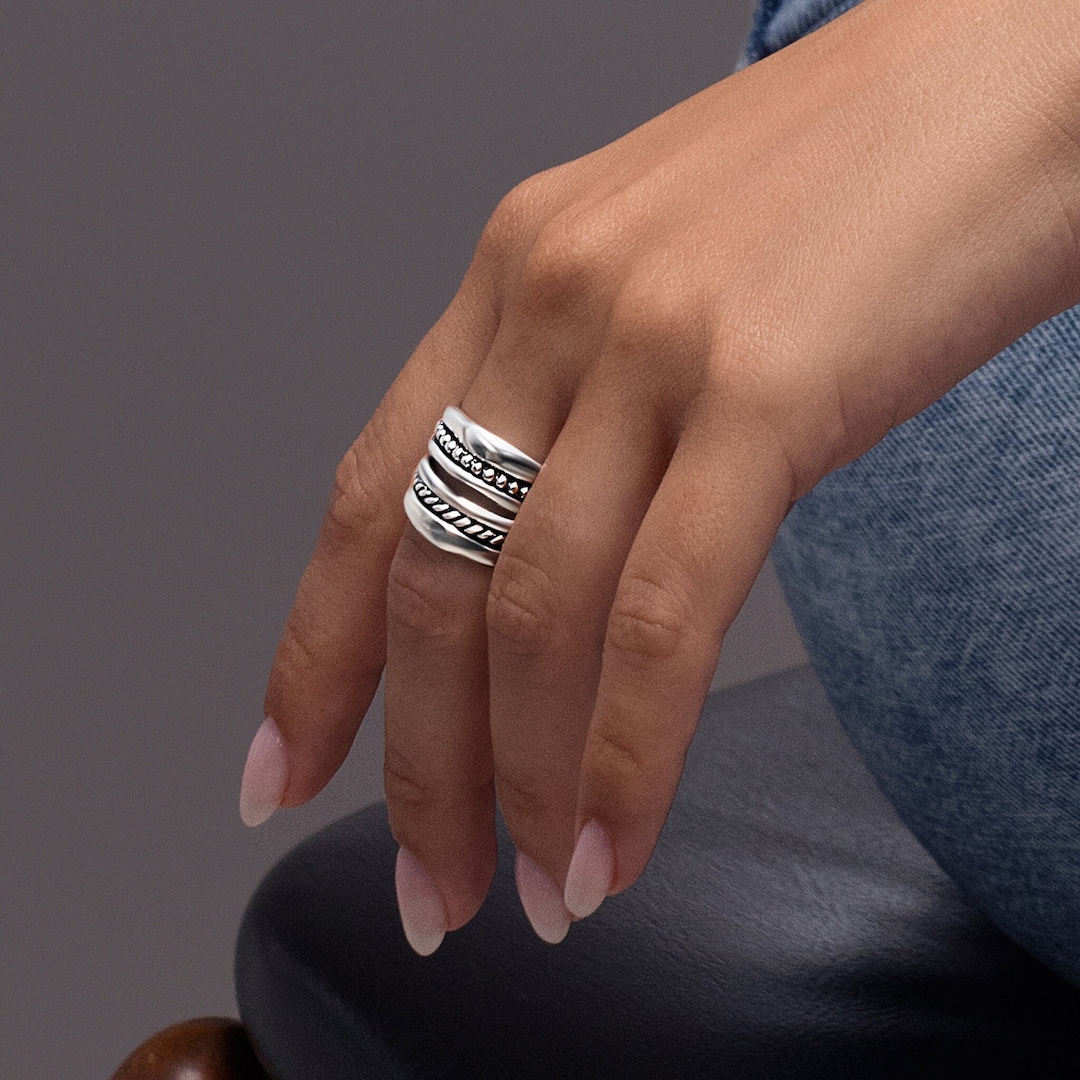 Sterling Silver Ring, Wire Wrap Ring, Wide Silver Rings, Multi Strand ...