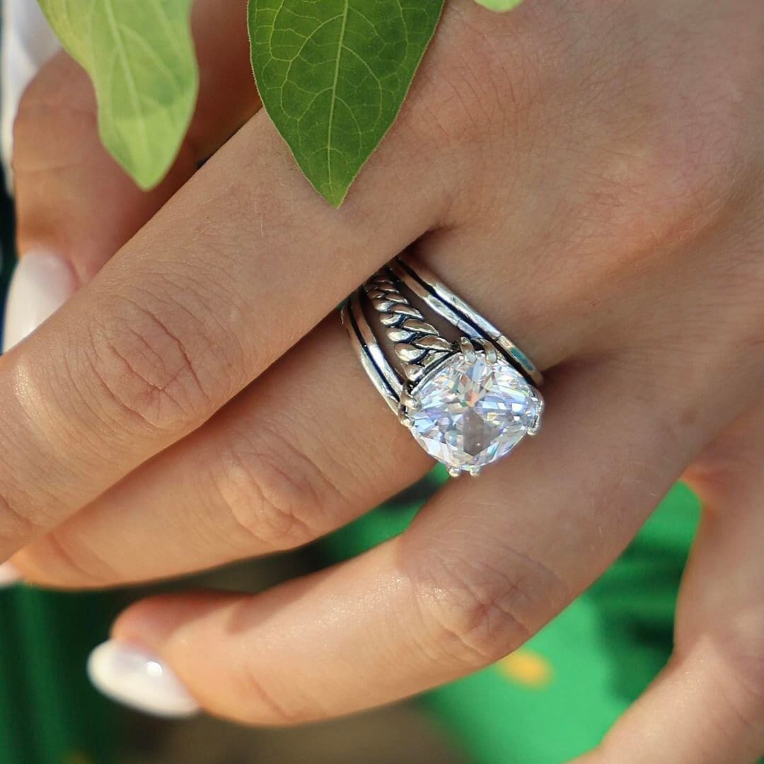 Chain Ring 925 Silver, Chain Multi Strand Ring, CZ Ring, Braid Ring ...