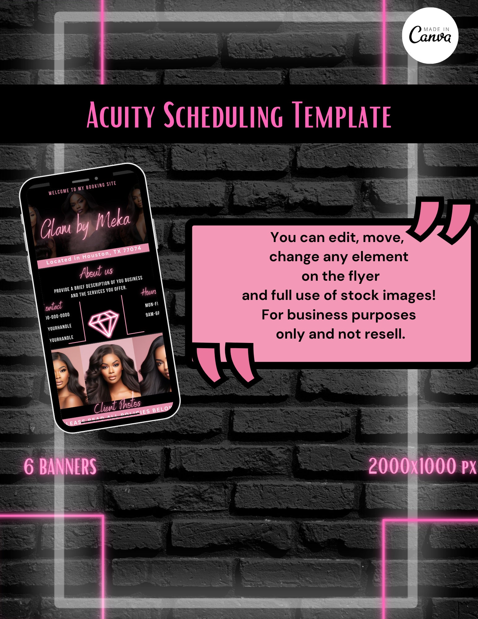Acuity Scheduling Canva Template, Makeup Artist, Lash Tech, Hair ...