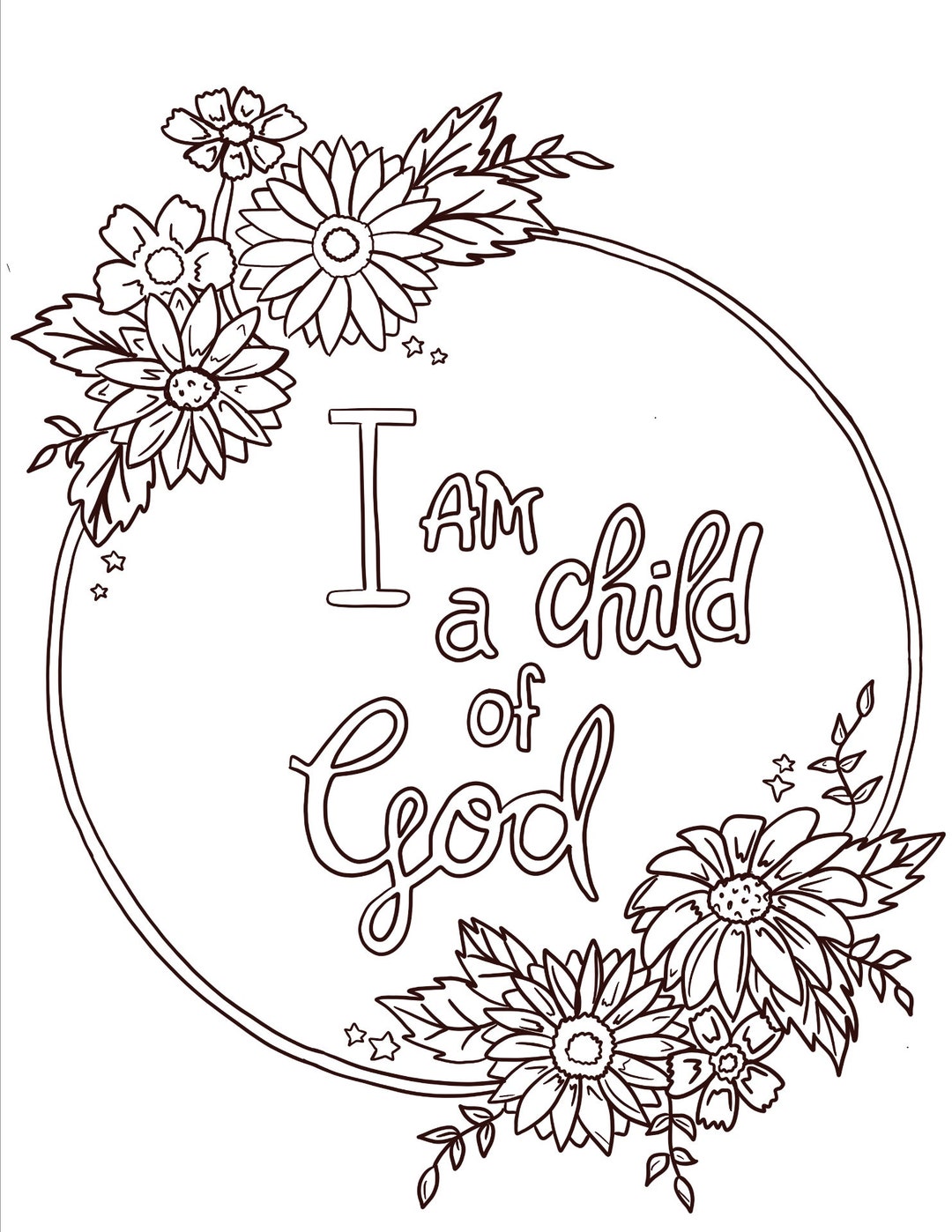 Child of God Floral Digital Coloring Page - Etsy