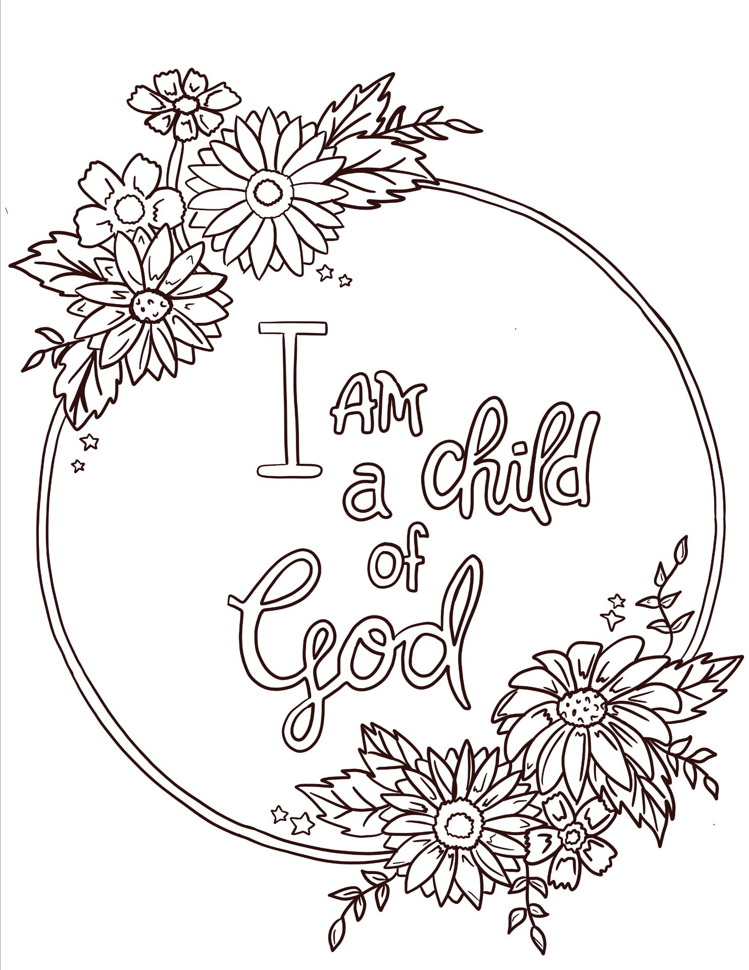 Child of God Floral Digital Coloring Page - Etsy UK