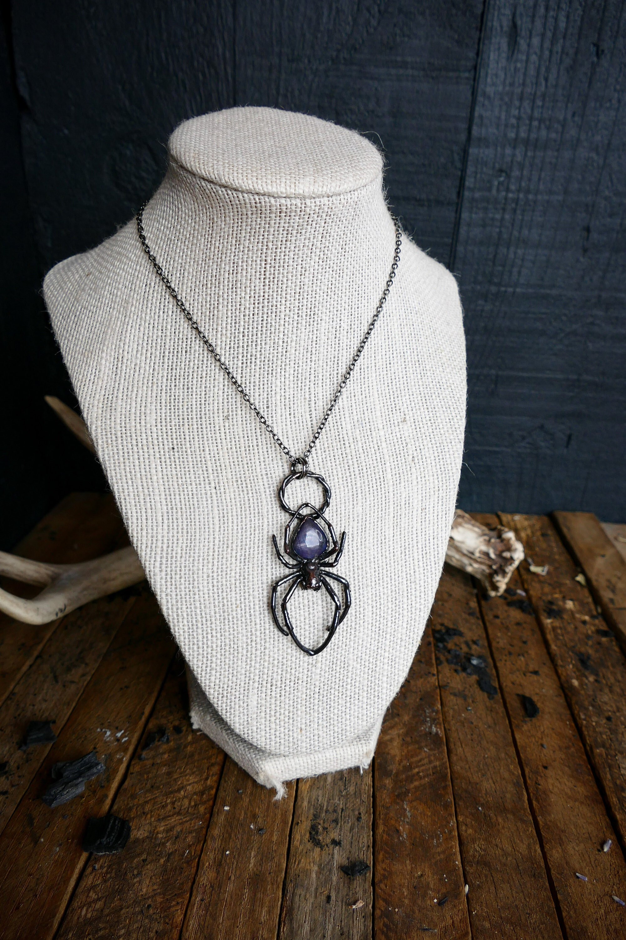 Sapphire Ruby Spider Necklace