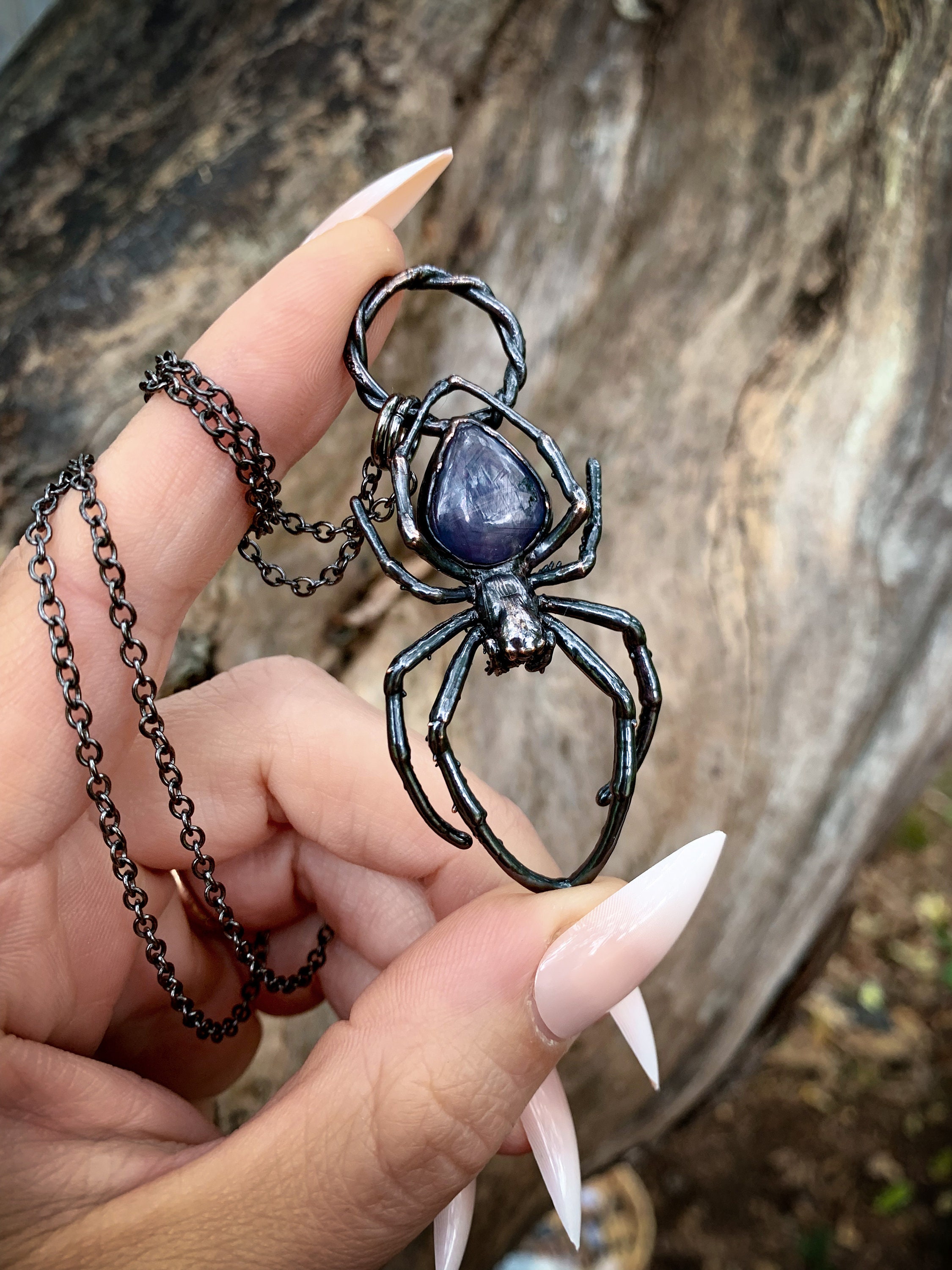 Sapphire Ruby Spider Necklace