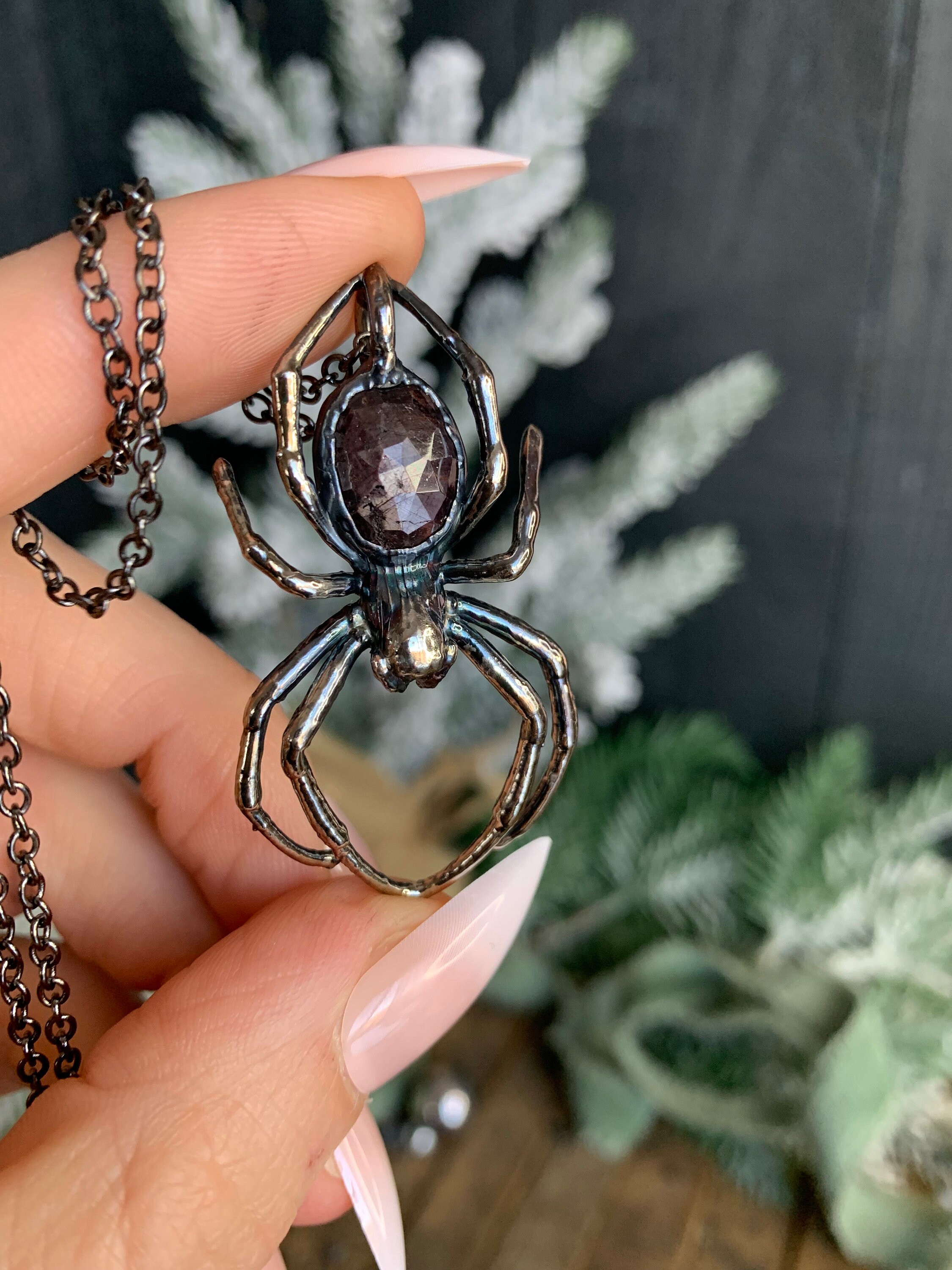 Bronze Sapphire Crystal Spider