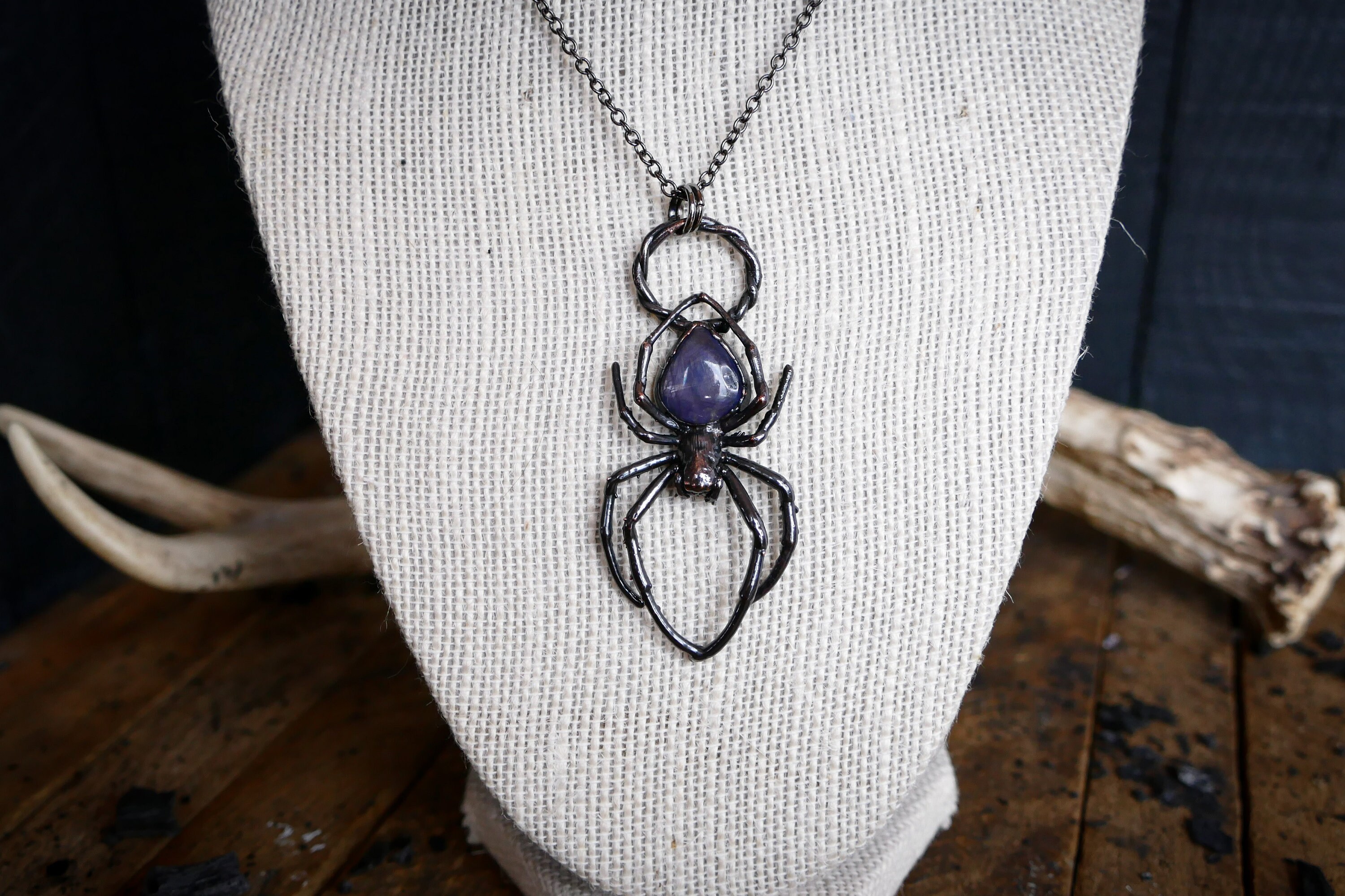 Sapphire Ruby Spider Necklace