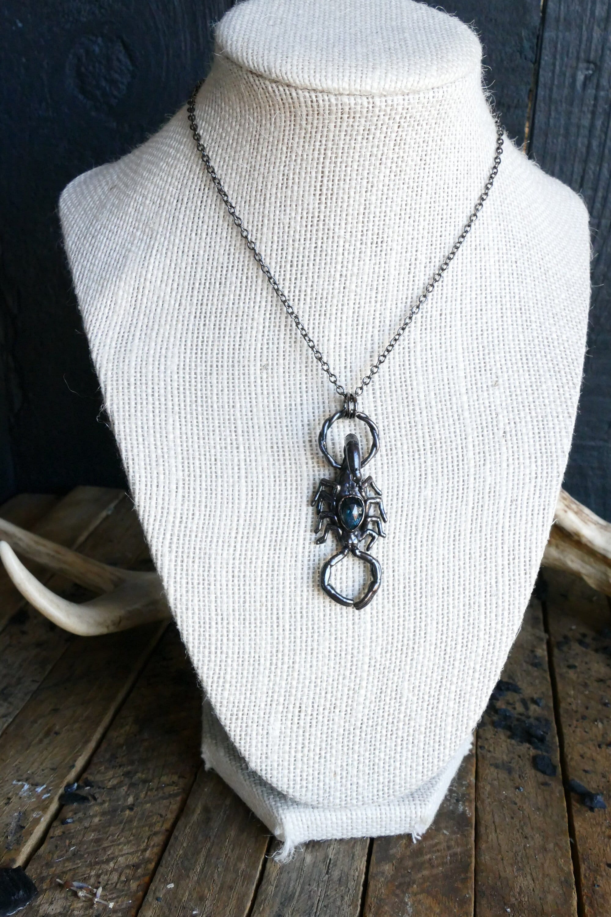 Dark Kyanite Scorpion Crystal Necklace