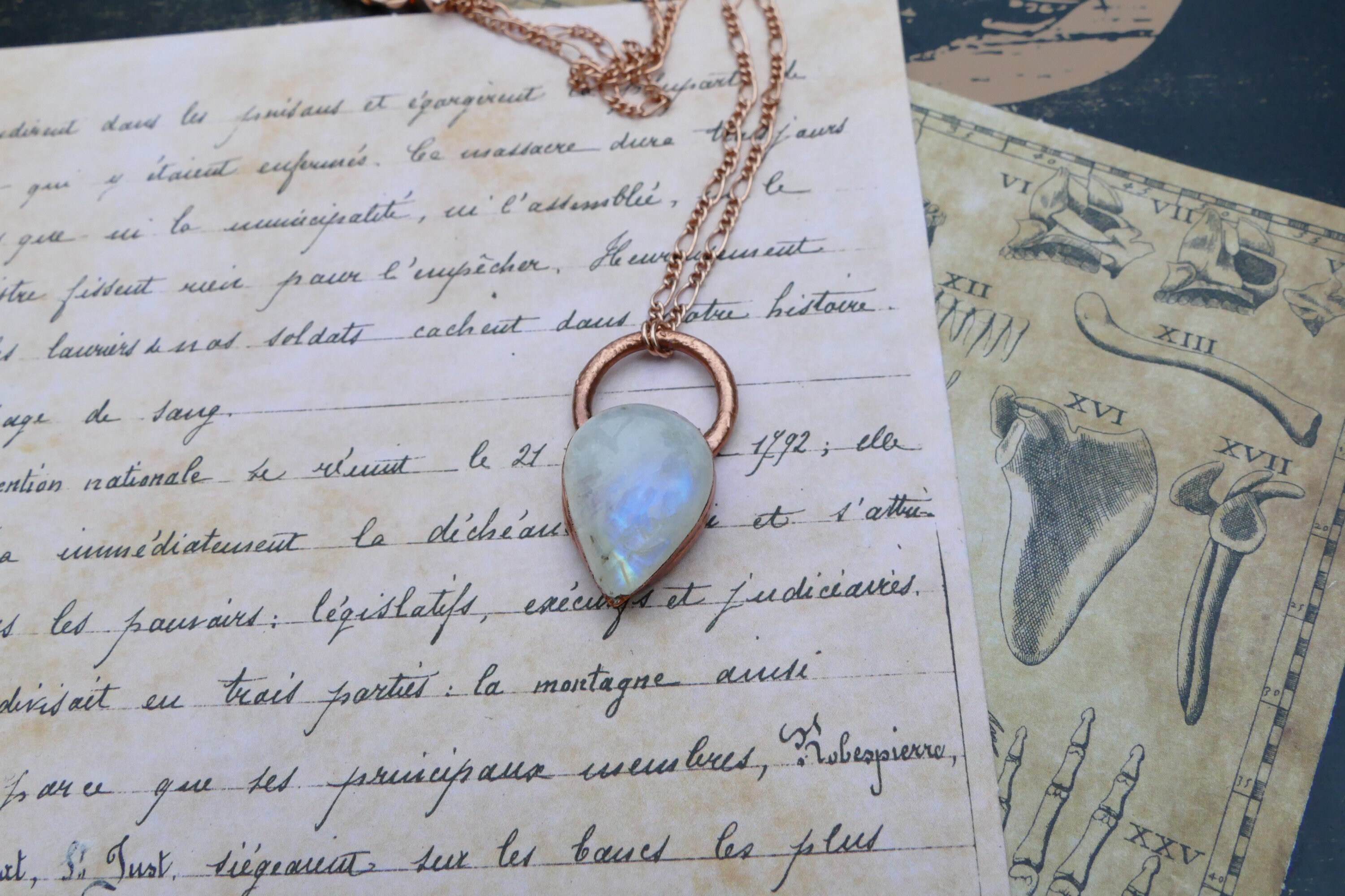 Moonstone Copper Amulet