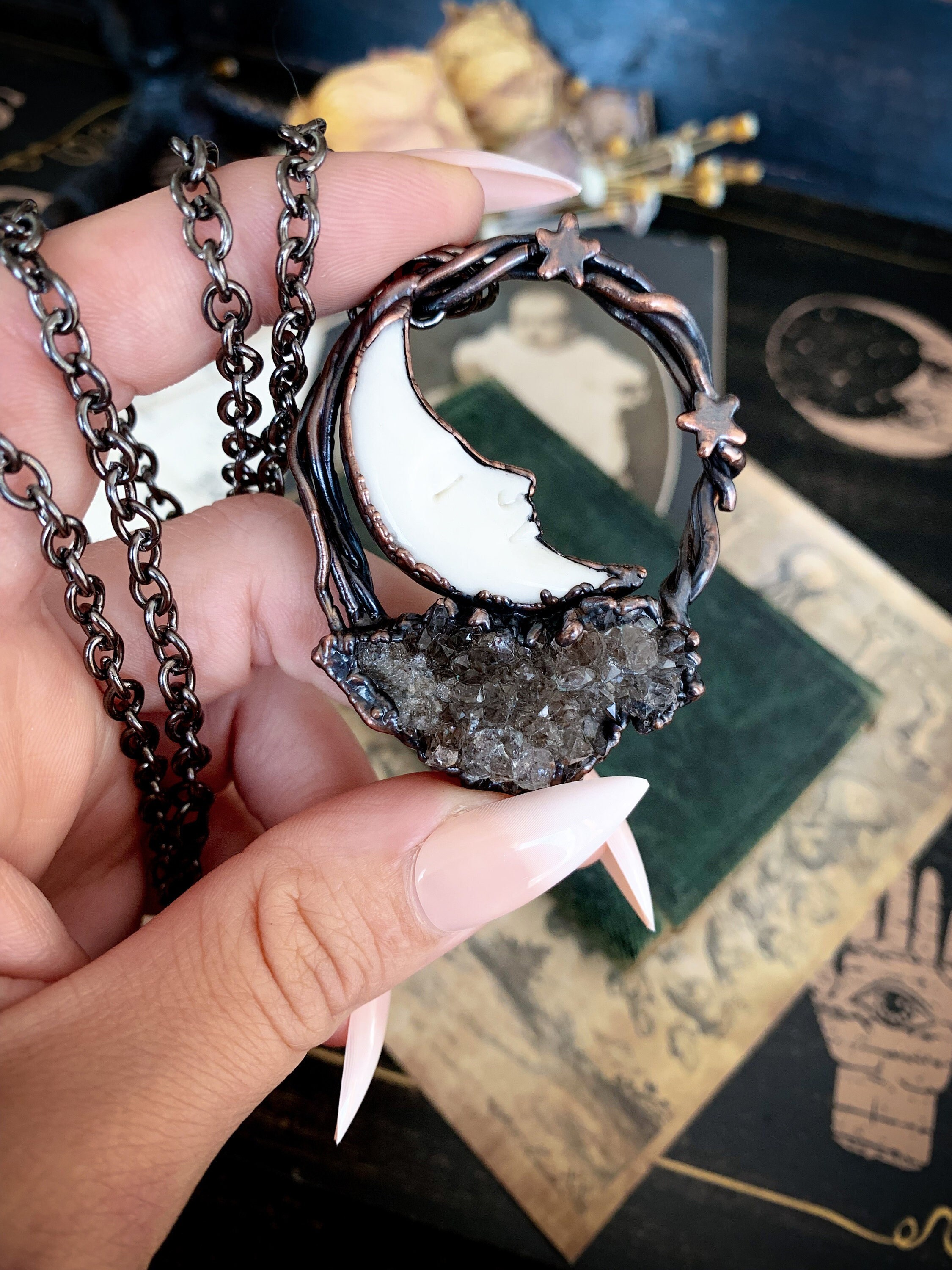 Sleepy Crescent Moon Necklace
