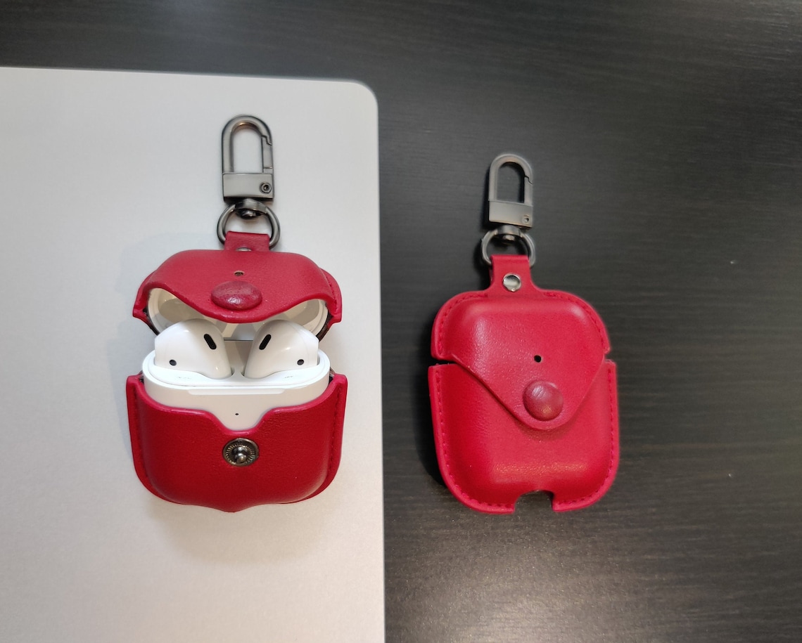 Personalized Red Leather AirPod Case: Engraved Protective Cover - Etsy UK