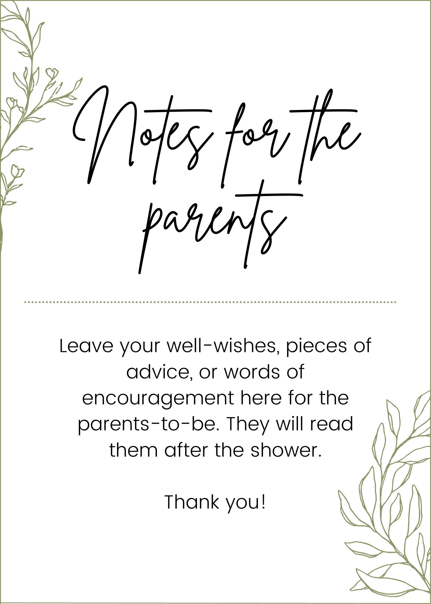 Baby Shower Wishes, Baby Shower Advice, Notes to the Parents, Digital ...