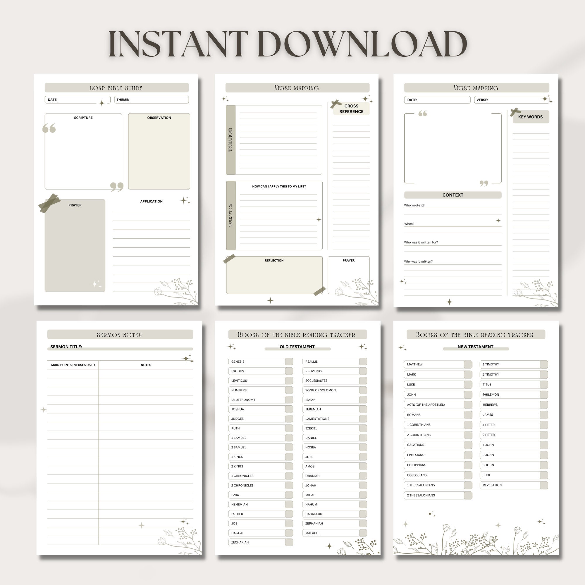 BIBLE STUDY GUIDE Printable I Bible Reading Tracker I Bible Study ...