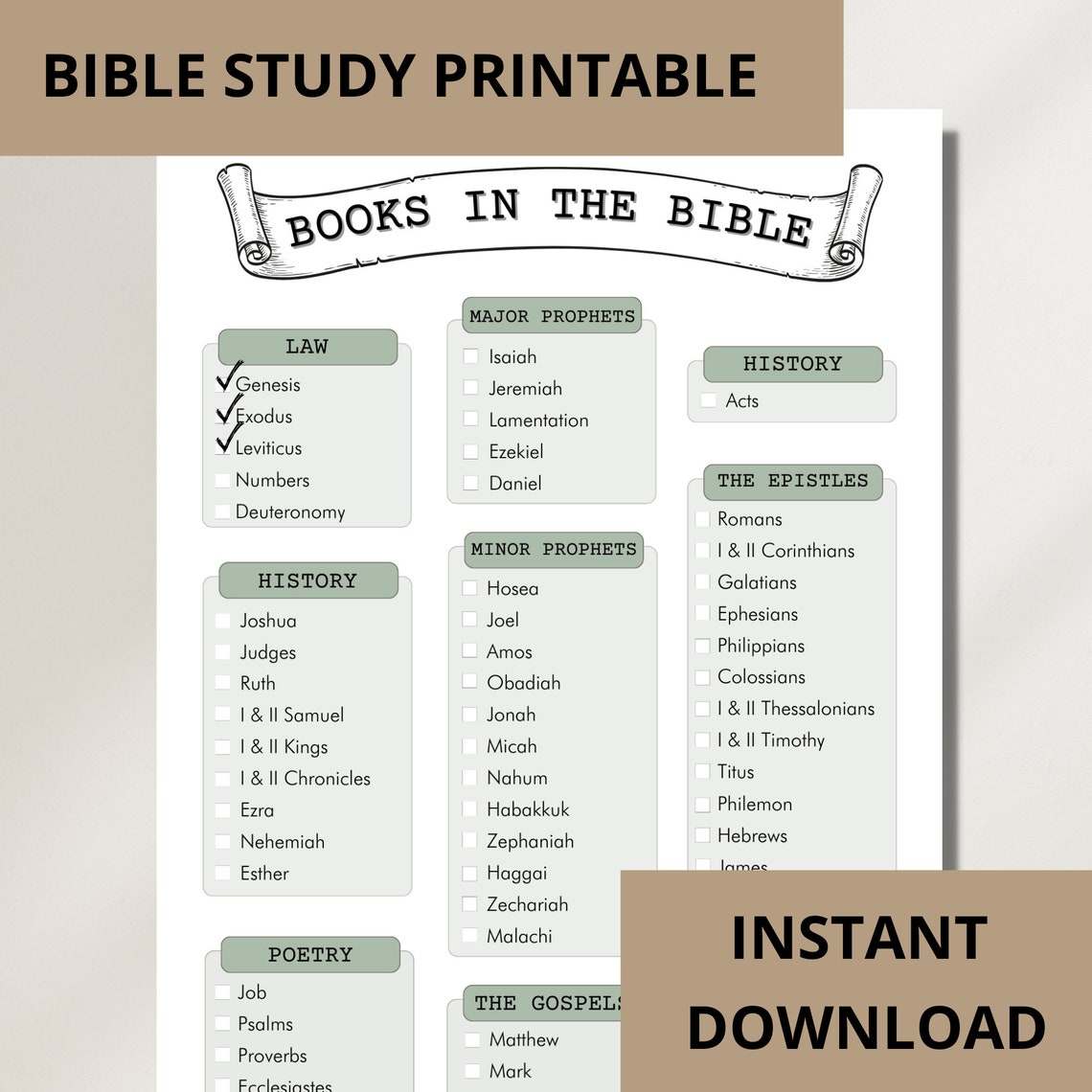 BIBLE STUDY GUIDE Printable I Bible Reading Tracker I Bible Study ...