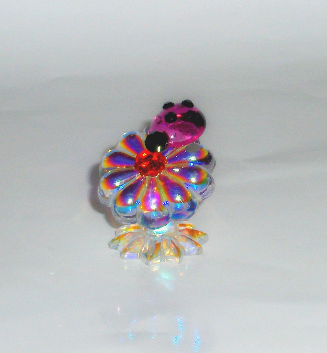 Austrian Crystal Ladybug on a Flower Cllectible Figurine - Etsy