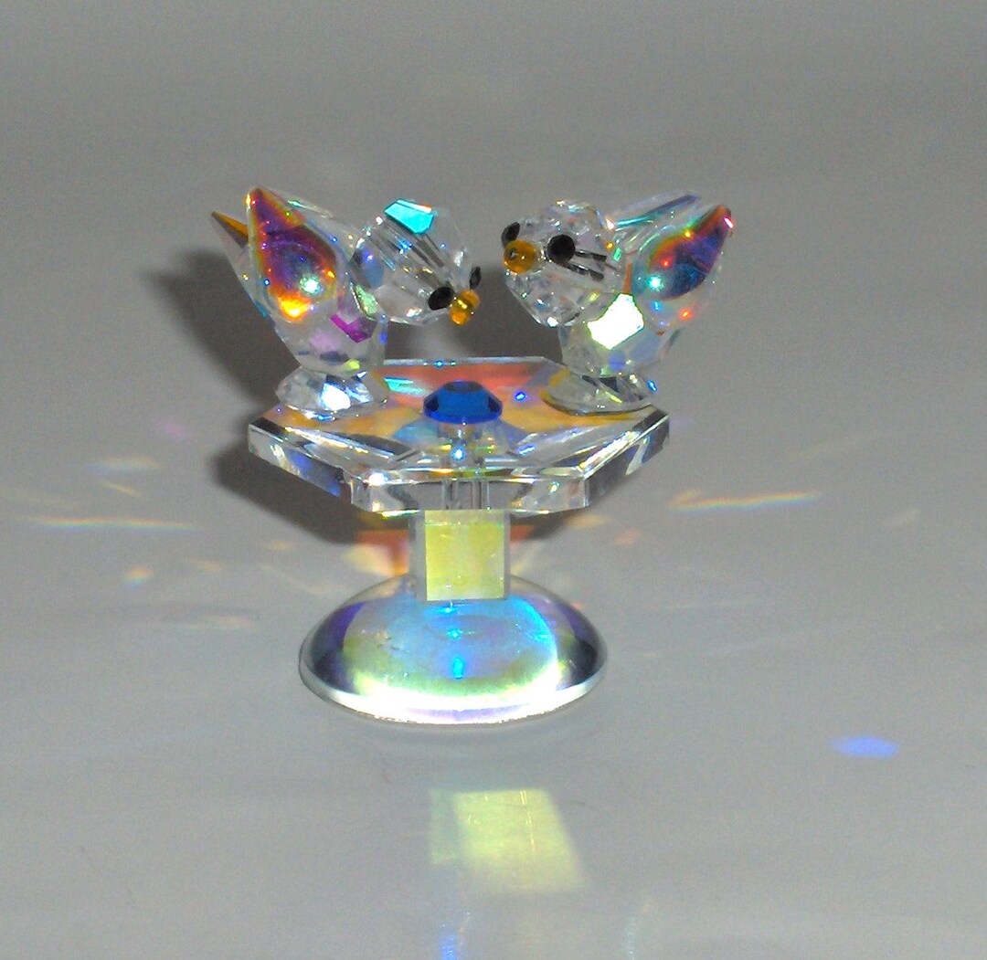 Austrian Crystal Bird Bath Collectible Figurine - Etsy
