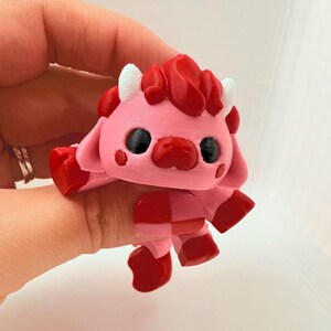 Cupid Cow Figurine 3D Printed Pink Cow With Red Accents Valentine's Day ...