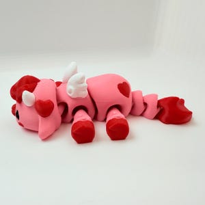 Cupid Cow Figurine 3D Printed Pink Cow With Red Accents Valentine's Day ...