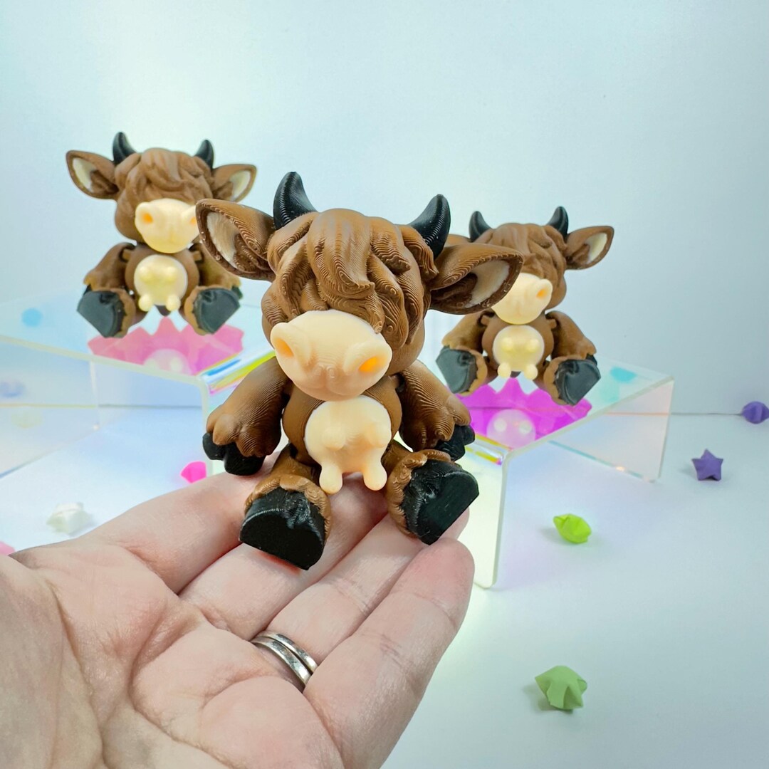 Highland Cow Sitting Figure Sensory Fidget | Farm Animal Toy | Scottish ...
