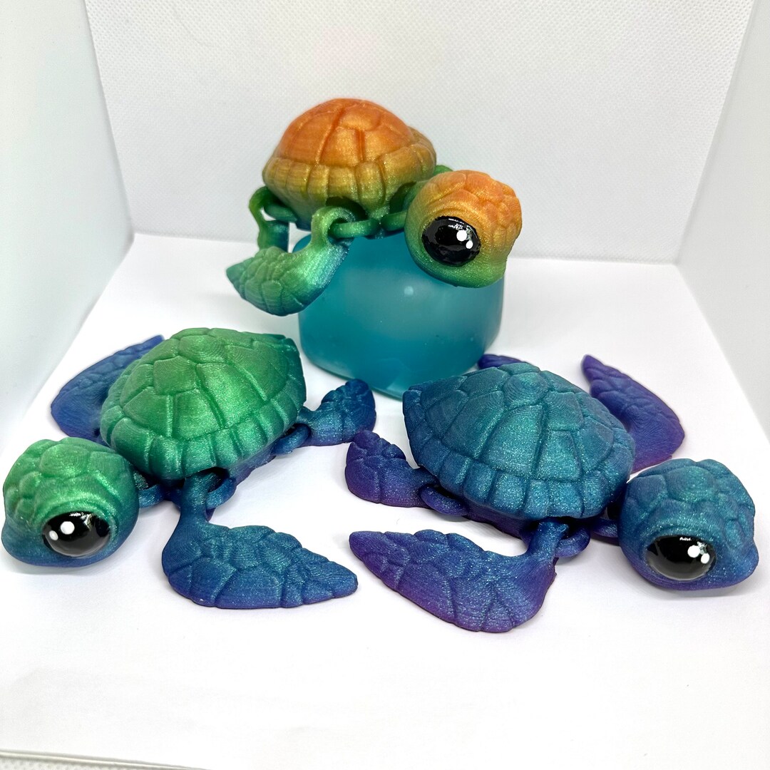Glitter Sea Turtle | Movable Figure | 3D Printed | Sensory Fidget Toy ...