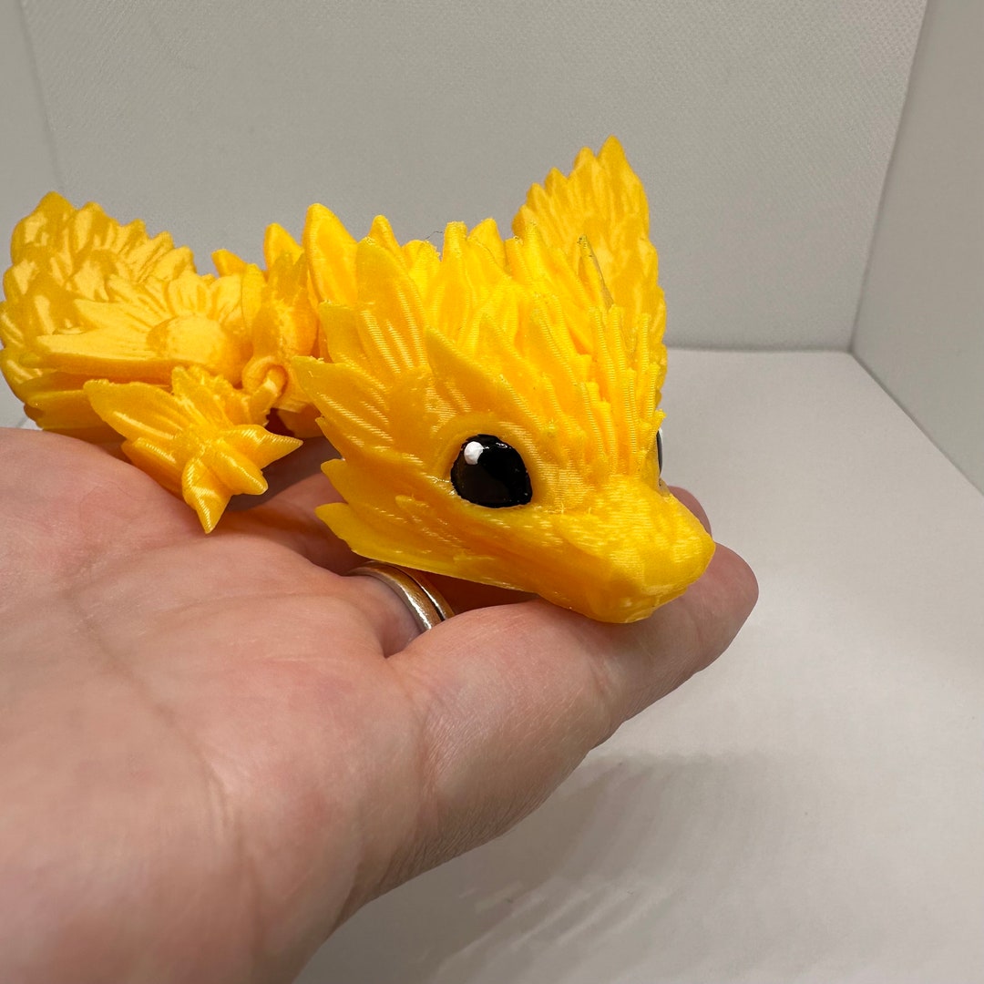 Baby Sunflower Dragon Sculpture 3D Printed Movable Figure Unique Decor ...