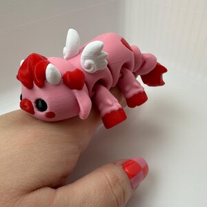 Cupid Cow Figurine 3D Printed Pink Cow With Red Accents Valentine's Day ...