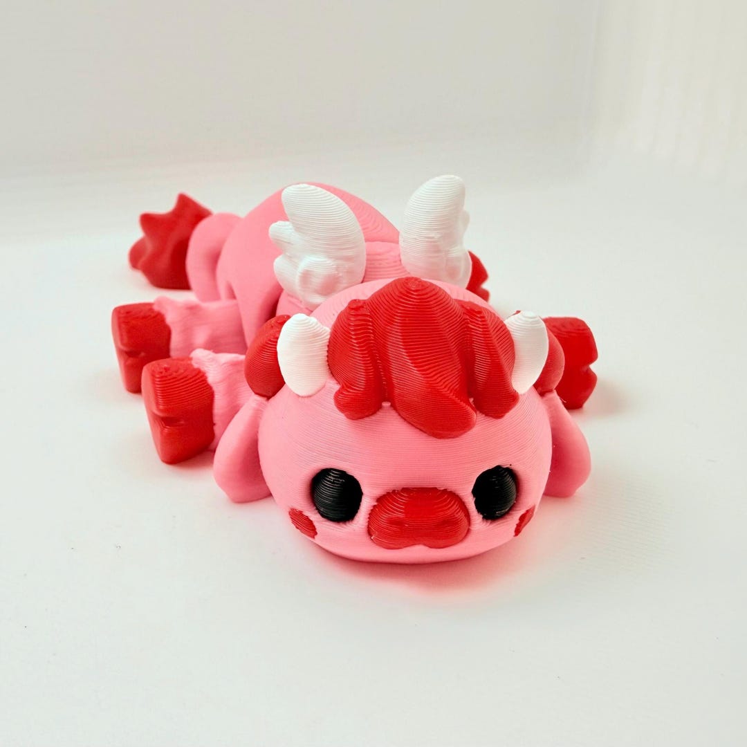 Cupid Cow Figurine | 3D Printed Pink Cow With Red Accents | Valentine's ...