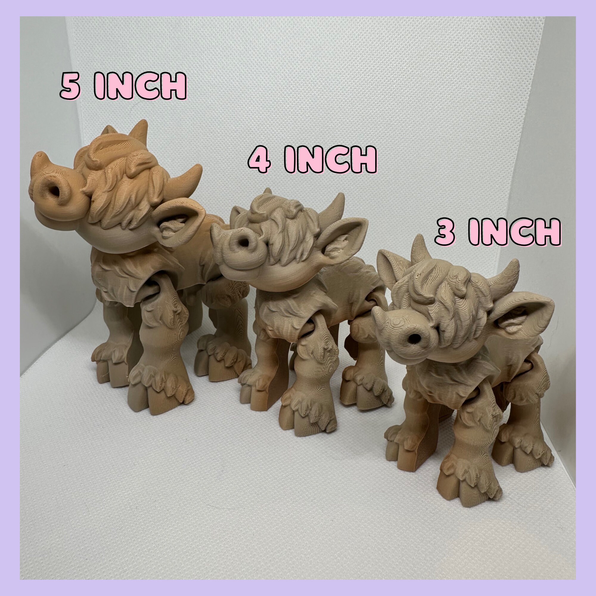 Highland Cow Calf Movable Figure Sensory Fidget, Farm Animal Toy ...