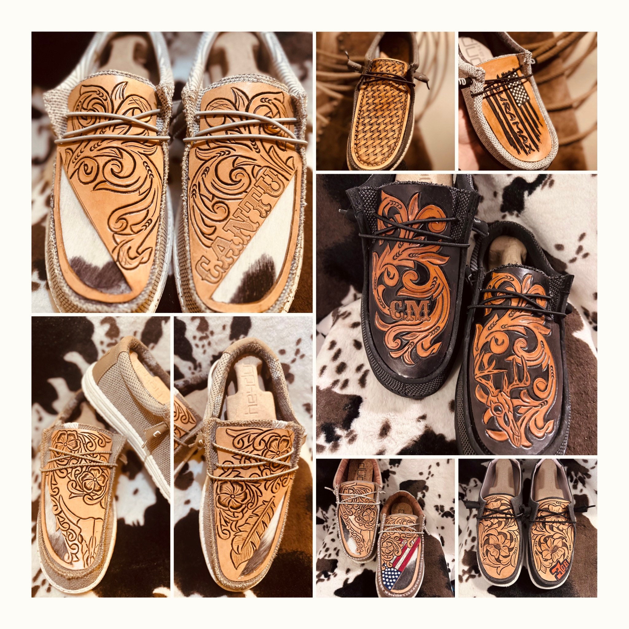 Custom Tooled Leather Hey Dudes Hand Tooled Hey Dudes - Etsy Canada