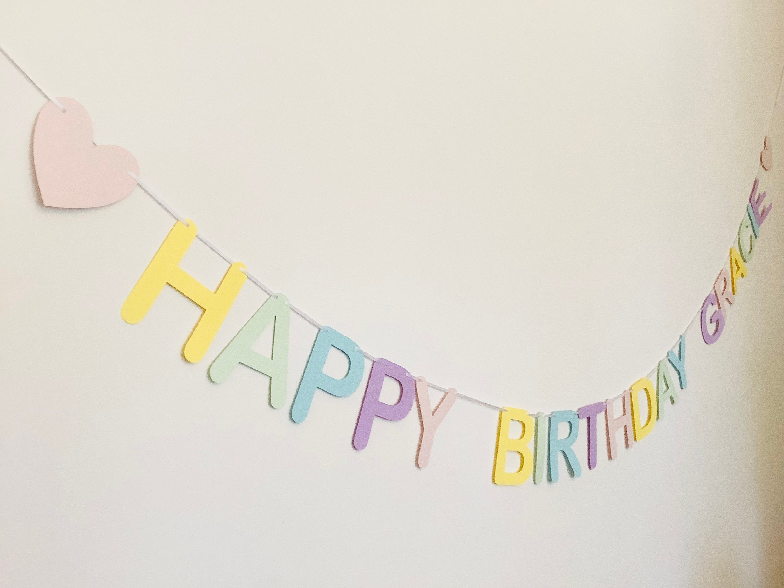 Pastel Rainbow Happy Birthday Banner With Any Name and Age. - Etsy