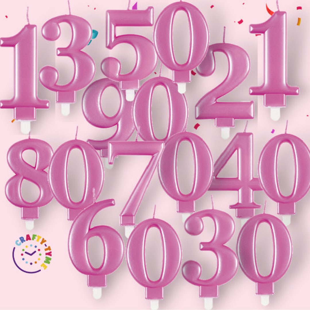 Metallic Pink Number Candle, Milestone 1st,13th,16th,18th,21st,30th ...