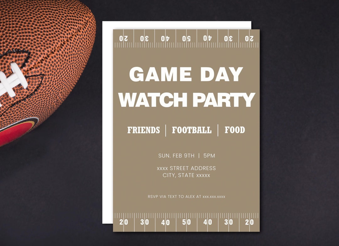 Game Day Watch Party Invite - Brown (PDF or JPEG) - Etsy