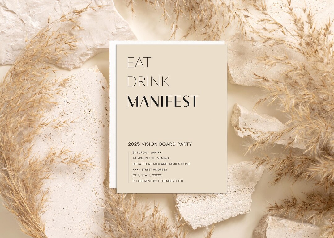 Vision Board Party Invitation: Modern Minimalist Template (PDF or JPEG ...
