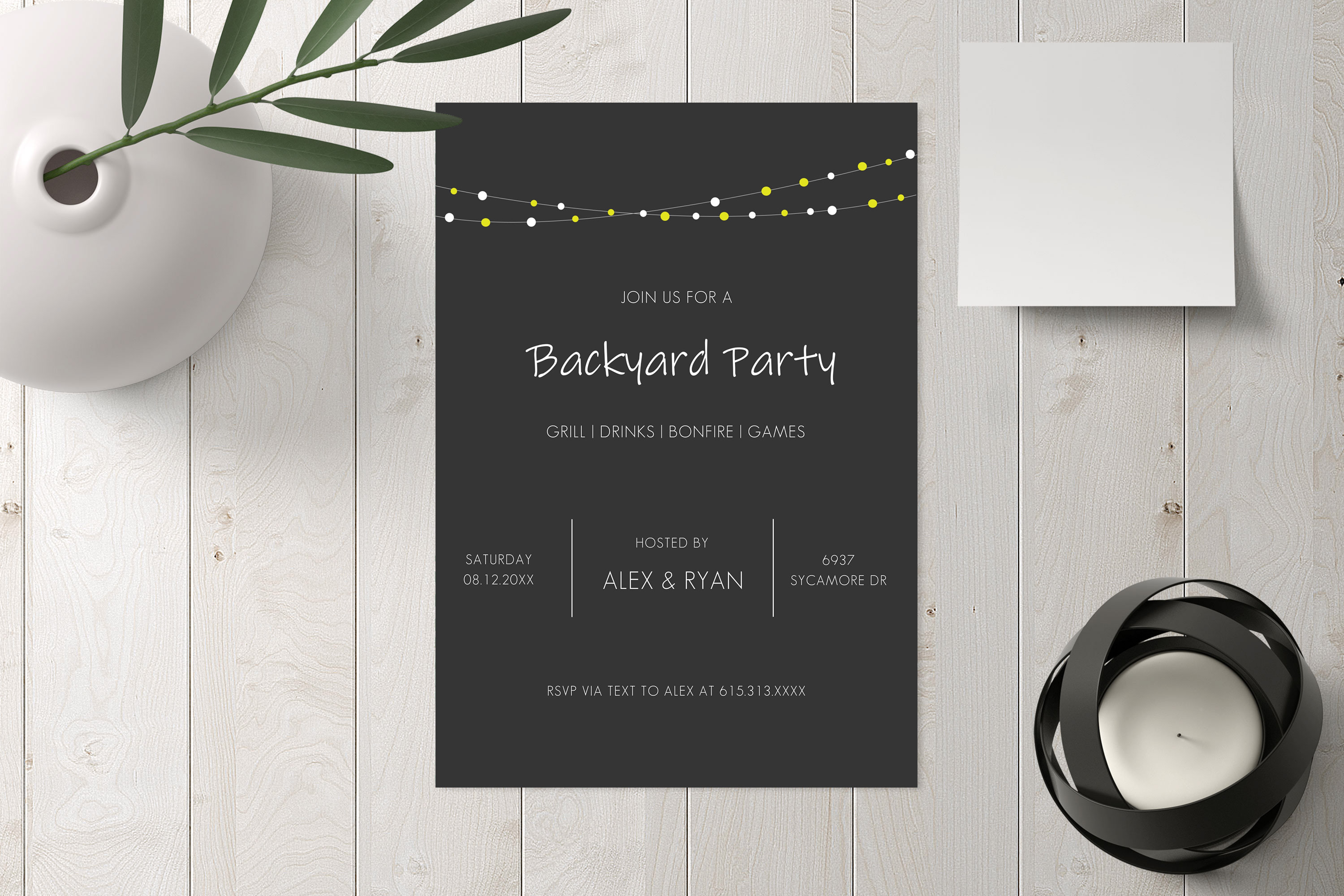 Minimalist Backyard Party Invitation Modern Invite Couples Shower ...