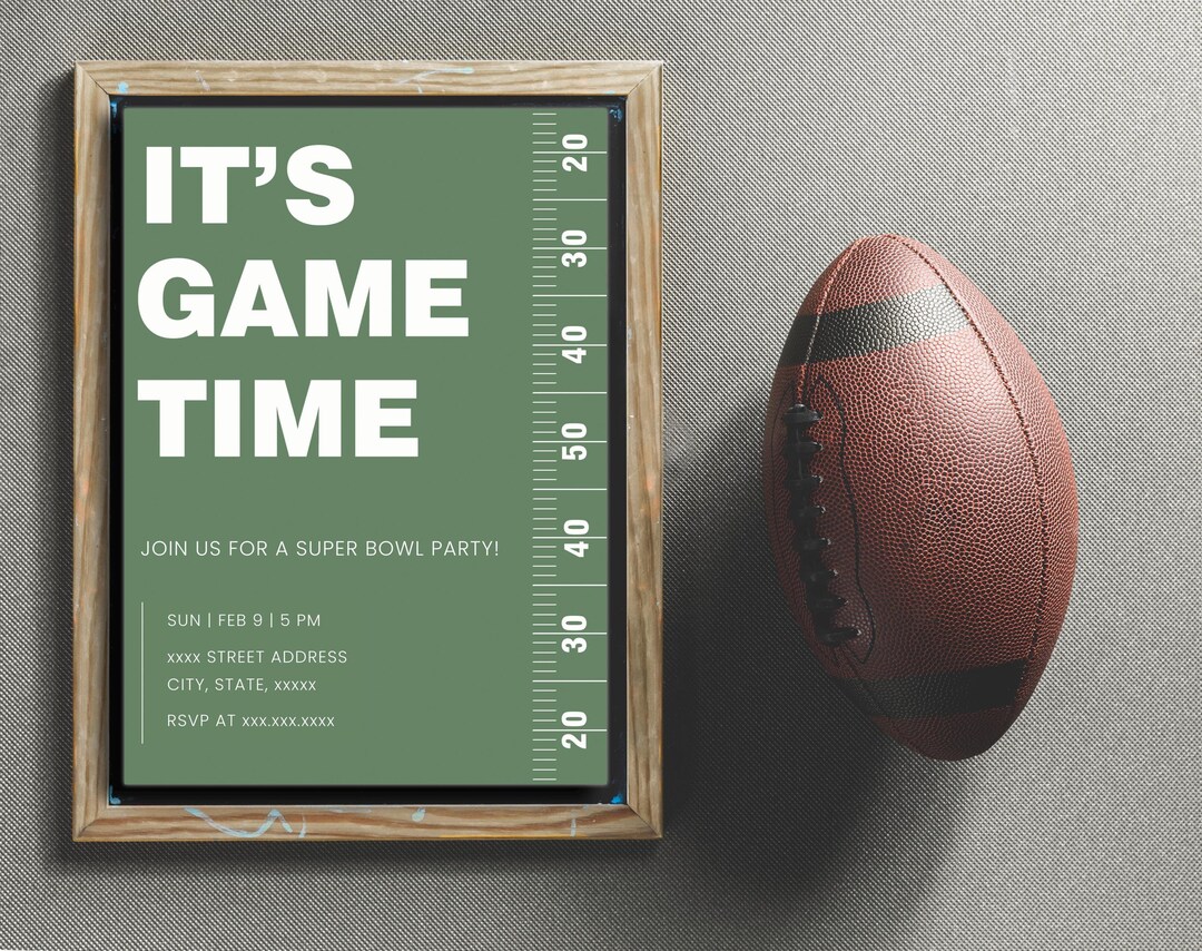 Super Bowl Party Invitation | It's Game Time | Game Day | Football ...