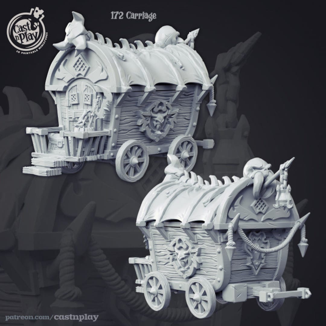 Demon Hunter's Carriage D&D 3D Printed HD Resin Miniature Cast N Play ...