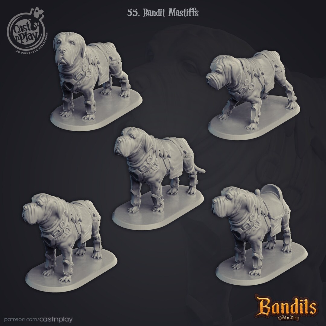 Bandit Mastiffs D&D Miniature Beast Creature Dogs Pack - Etsy