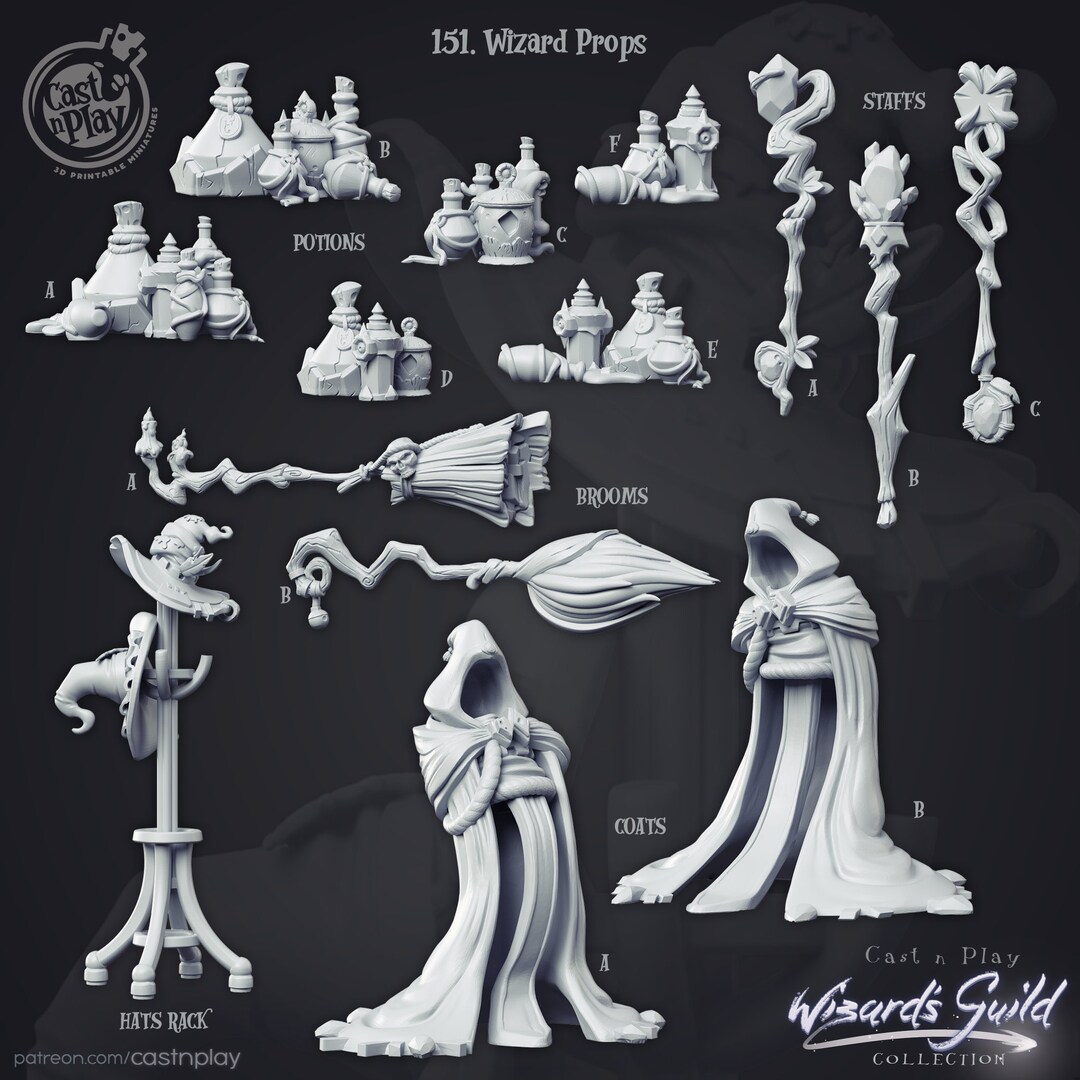 Wizards Props D&D 3D Printed HD Resin Miniature Cast N Play Pathfinder ...